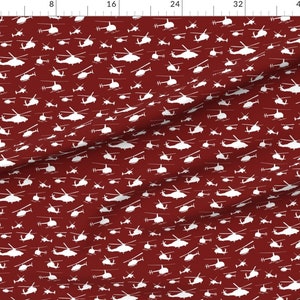Helicopter Fabric Helicopter Silhouettes Red by Thin Line - Etsy