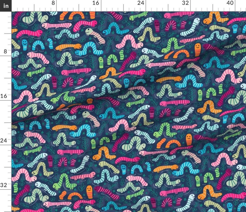 Inch Worms Fabric Creative Inchi Worms by Creativeinchi | Etsy