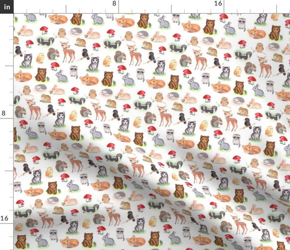 Woodland Animals Fabric Woodland Animals by Martadalloul - Etsy