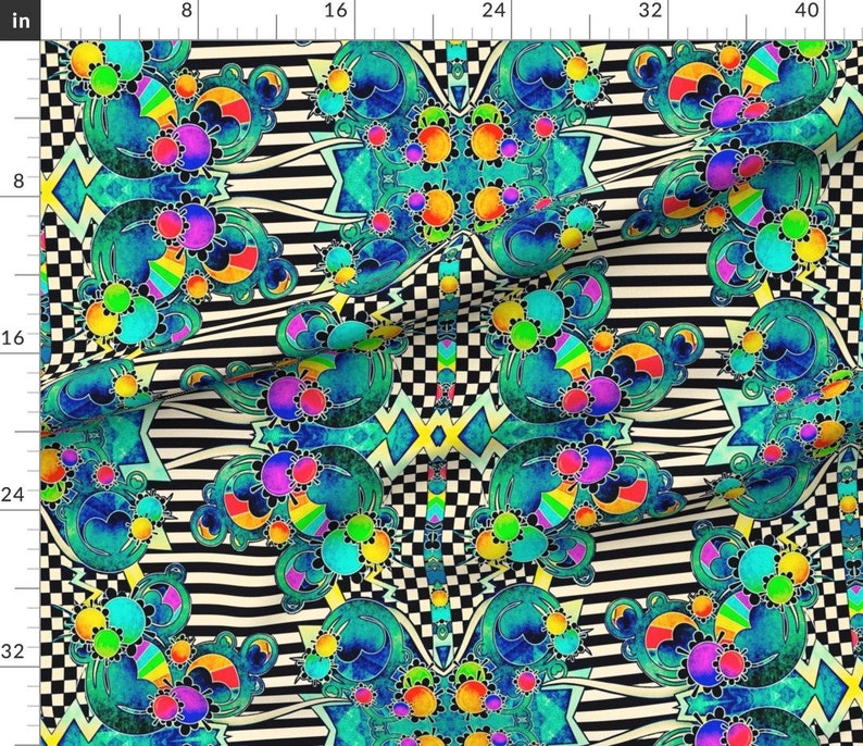 Pop Art Fabric Funky Town by Whimzwhirled Pop Art Cotton - Etsy