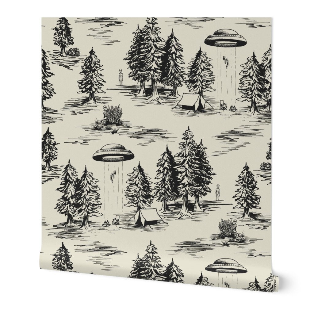 Alien Wallpaper Alien Abduction Toile by Somecallmebeth | Etsy