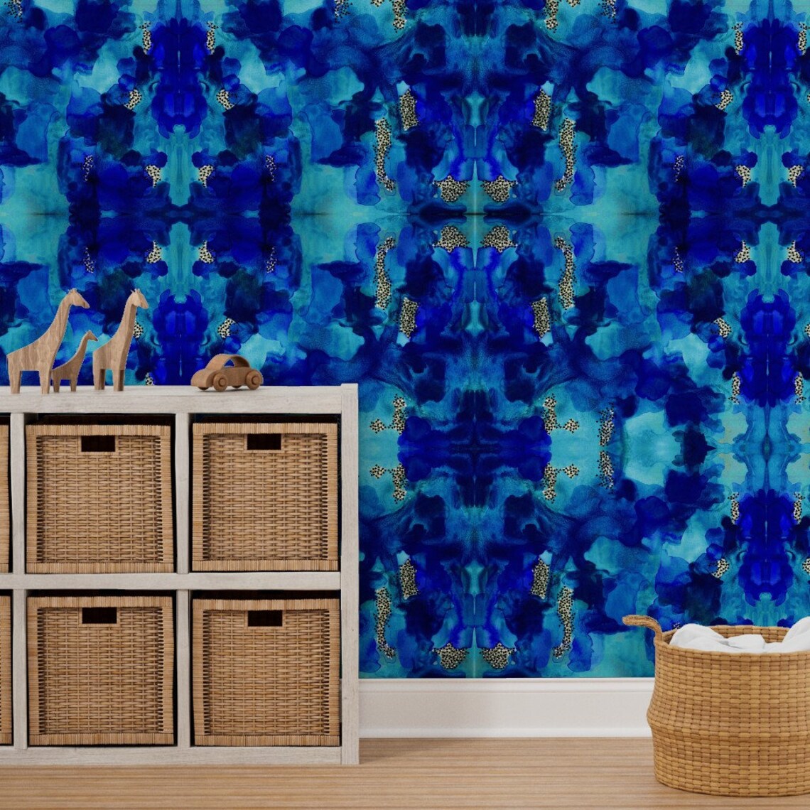 Indigo Wallpaper Indigo Watercolor Abstract by Ivieclothco - Etsy