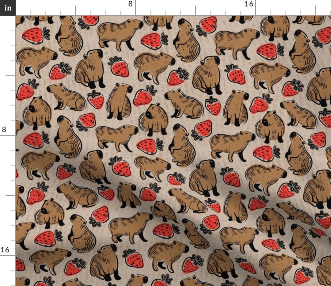 Capybara Fabric Capyberries by Selmacardoso Strawberry Small Scale ...