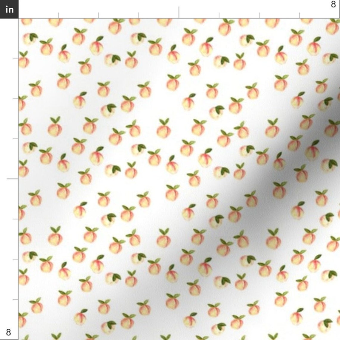 Mini Peach Fabric micro Print Watercolor Peaches by | Etsy