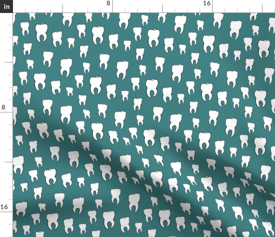 Teeth Fabric Teeth Teal by Sufficiency Dental Teeth Medical Nurse Decor ...