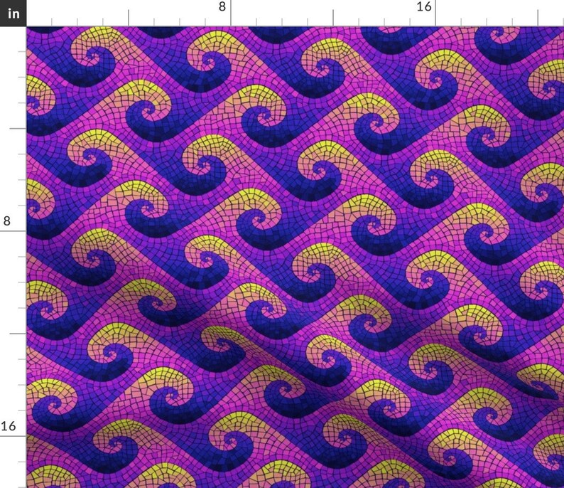 Purple Wave Mosaic Fabric Mini Wave Mosaic Blue Purple - Etsy