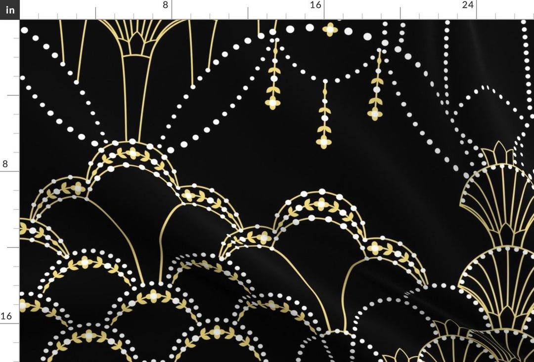 Black Art Deco Fabric - Deco Lace by Hannahshields - 1920s Gatsby ...