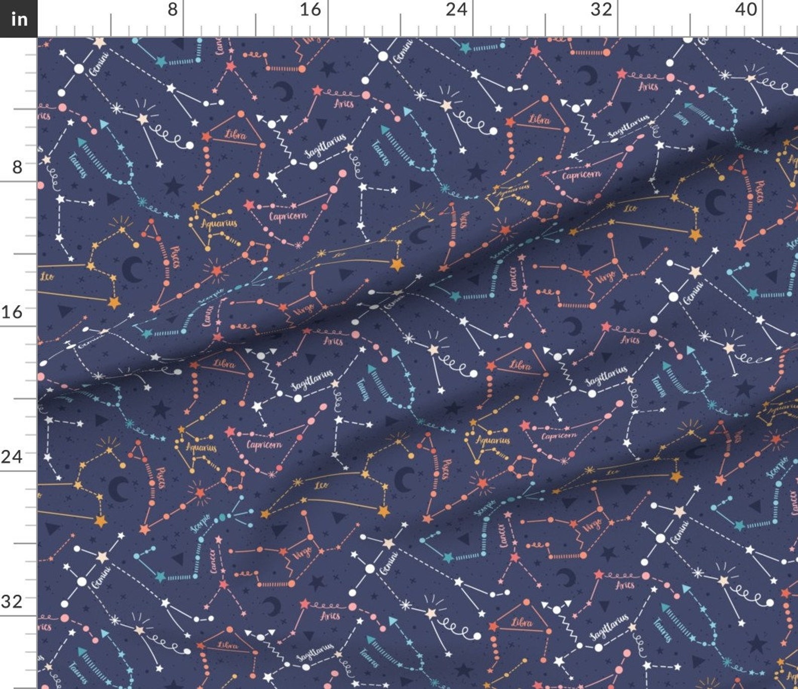 Astrology Star Signs Constellations Fabric | Etsy