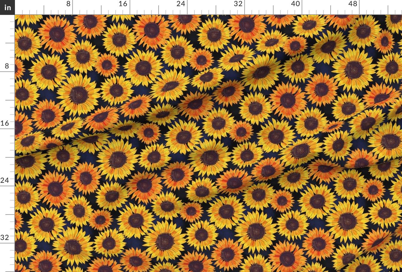 Sunflower Fabric - Sunflower 3 by Laura May Designs - Summer Wildflower ...