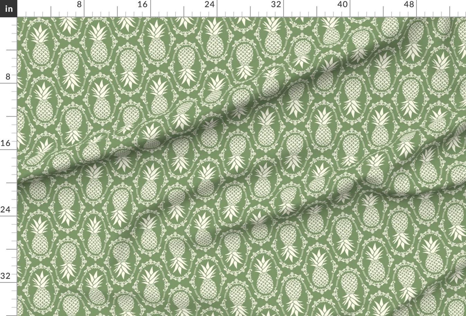 Fruit Damask Upholstery Fabric- Pineapple by Kristeninstitches - Kelly ...