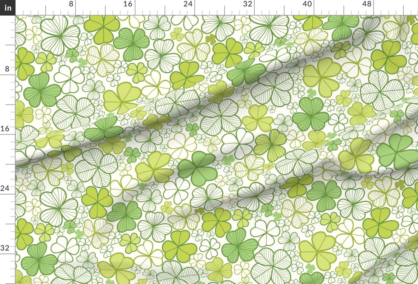 Green Clover Fabric - Lucky Clovers by Oksancia - Abstract Green Floral ...