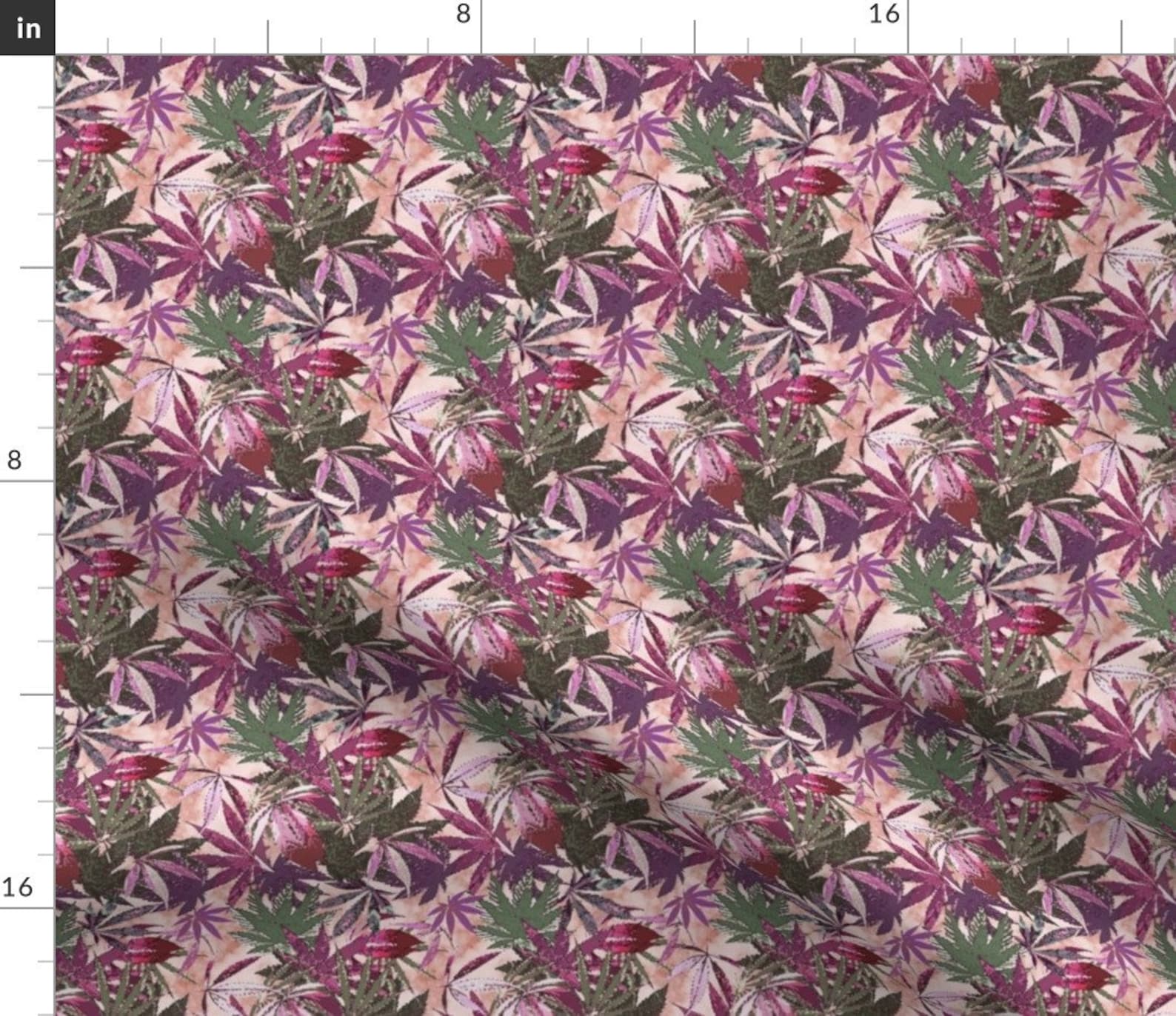Pink and Green Marijuana Fabric Camomoto Cannabis Marble R - Etsy