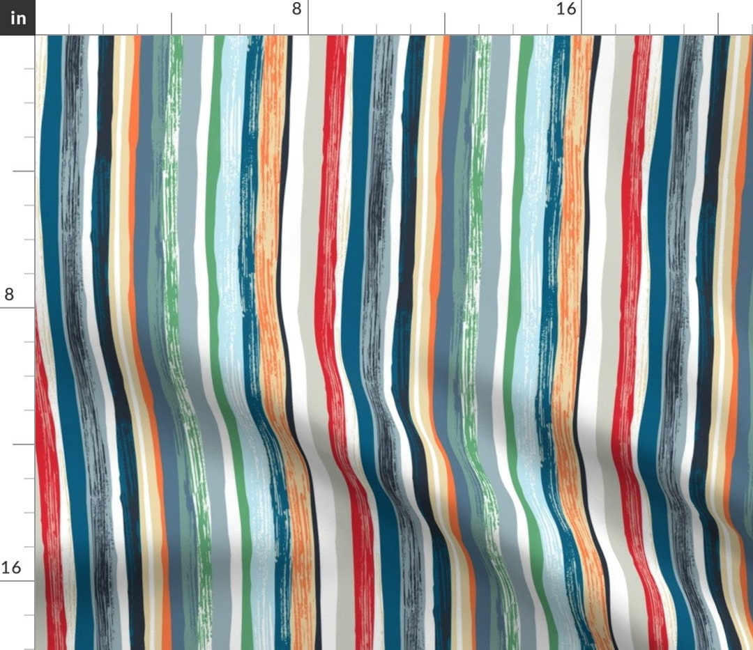 Retro Watercolor Stripe Fabric Coastal Stripe by - Etsy