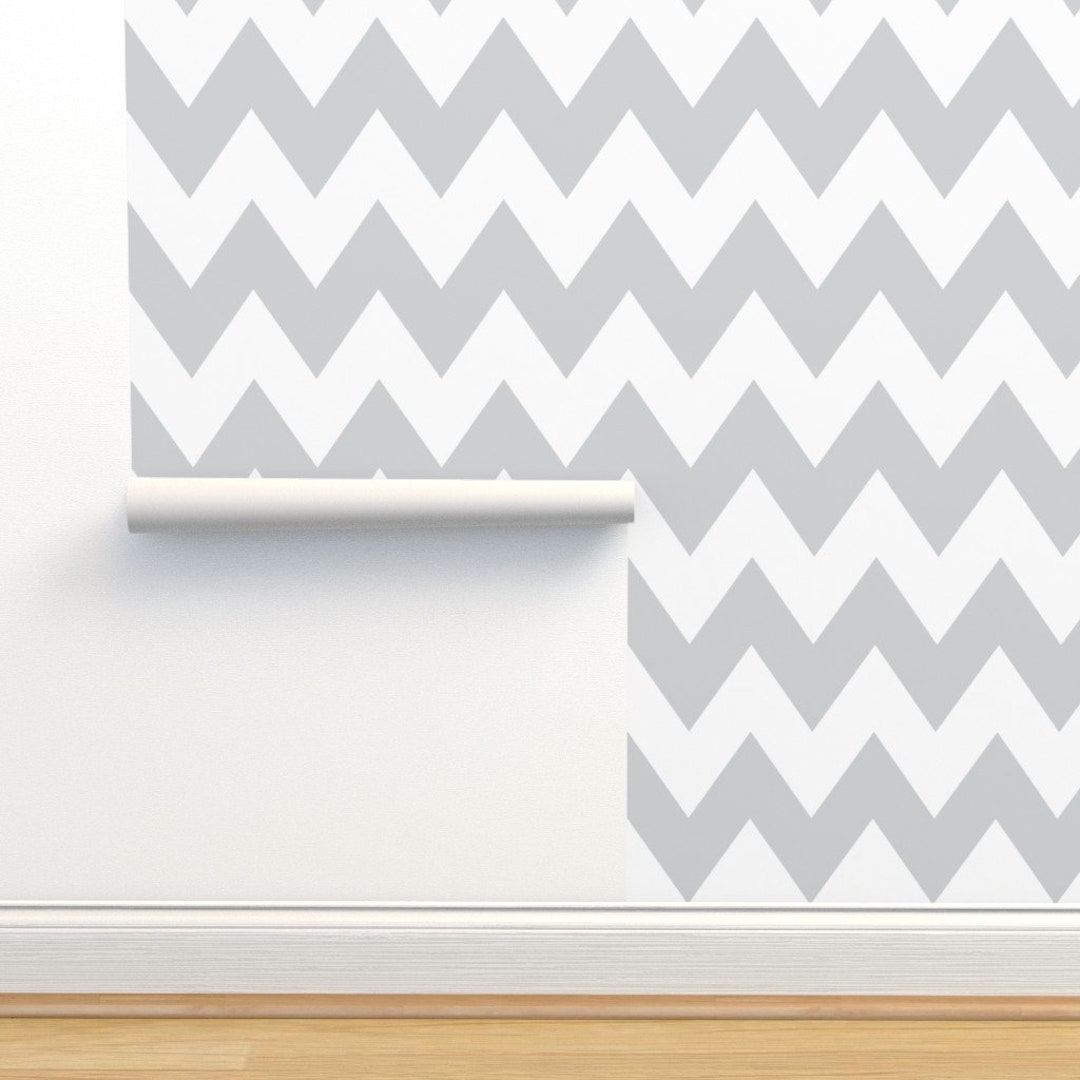Chevron Wallpaper Chevron Xl Light Grey by Misstiina - Etsy