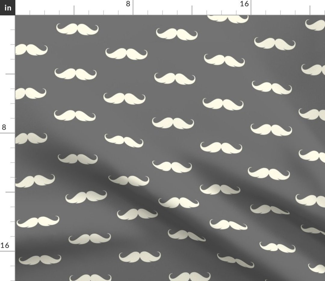Mustache Fabric Moustache Reverse, Grey and Cream Hipster Mo by Lub by ...