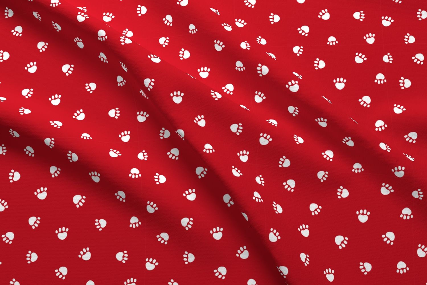 Paw Prints On Red Fabric Fire Red Paw Prints Dogs Fabric By | Etsy