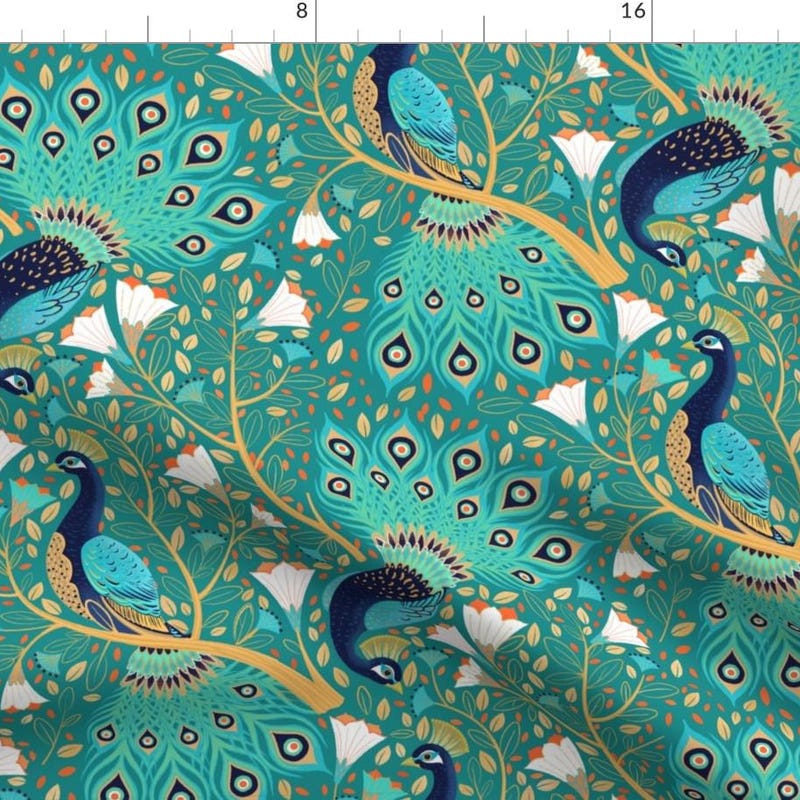 Peacock Fabric - Etsy