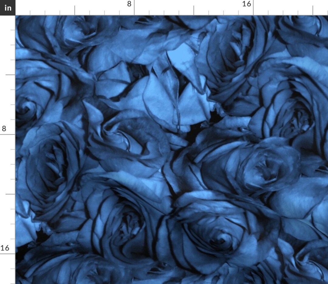 Rose Fabric Blue Roses for A Red Lady by Peacoquettedesigns Rose Floral ...
