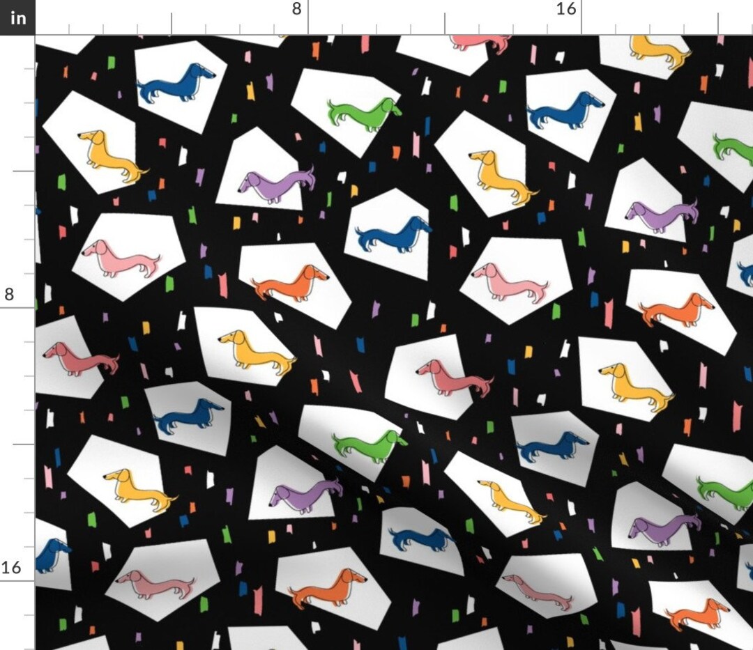 Dog Dachshund Fabric Neon Retro Weiners by Natalee Wegmann Dog ...