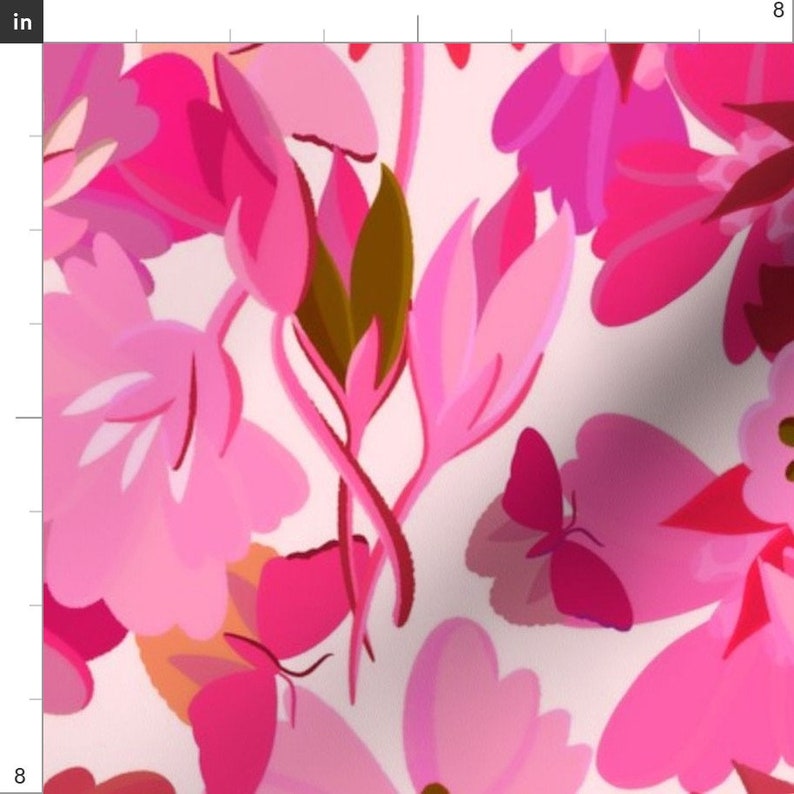Hot Pink Floral Fabric Le Jardin in Pink by Davidrosedesigns - Etsy
