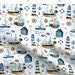 Lighthouse Fabric Lighthouses // Navy Nautical Summer Ocean Water by ...