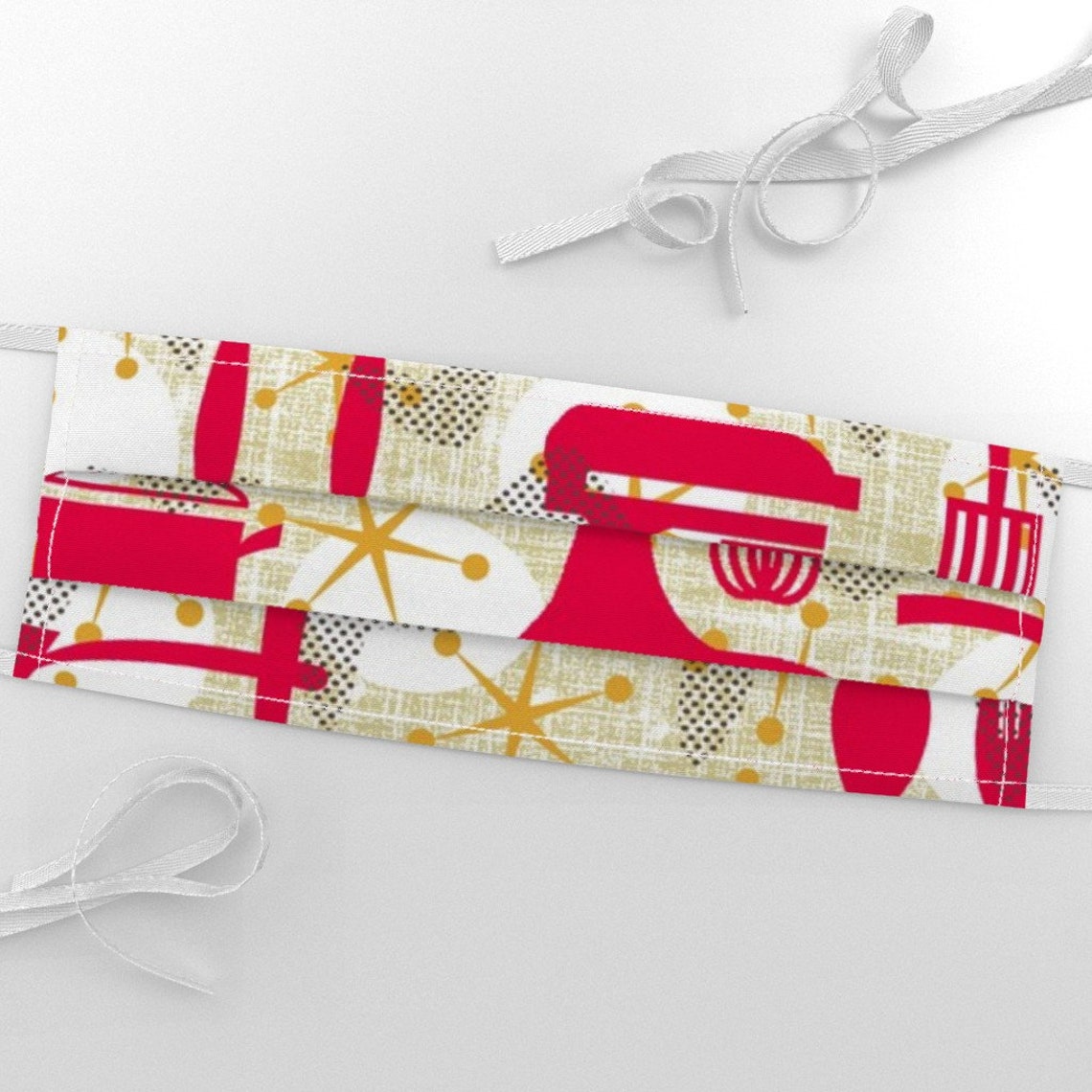 Red Retro Kitchen Fabric Really Retro Kitchen by - Etsy