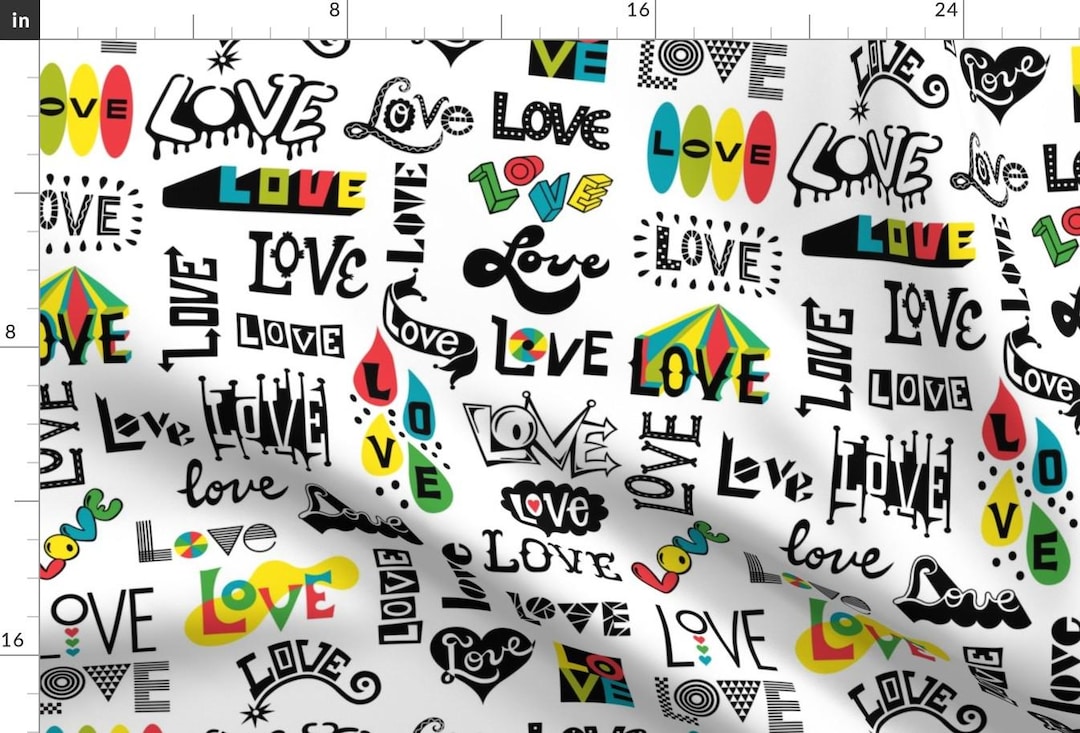 Love Fabric - More Love by Andibird - Love Words Text Kids Cotton ...