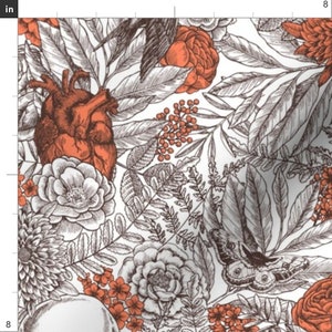 Gothic Garden Fabric Gothic Garden by Adehoidar Spooky Botanical Skull ...