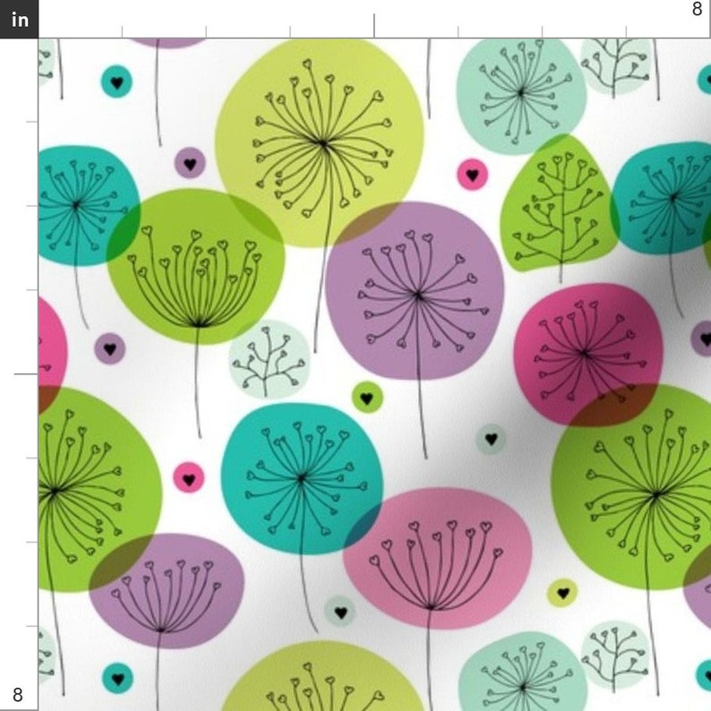 Retro Mod Floral Fabric Colorful Retro Style Poppy Floral | Etsy