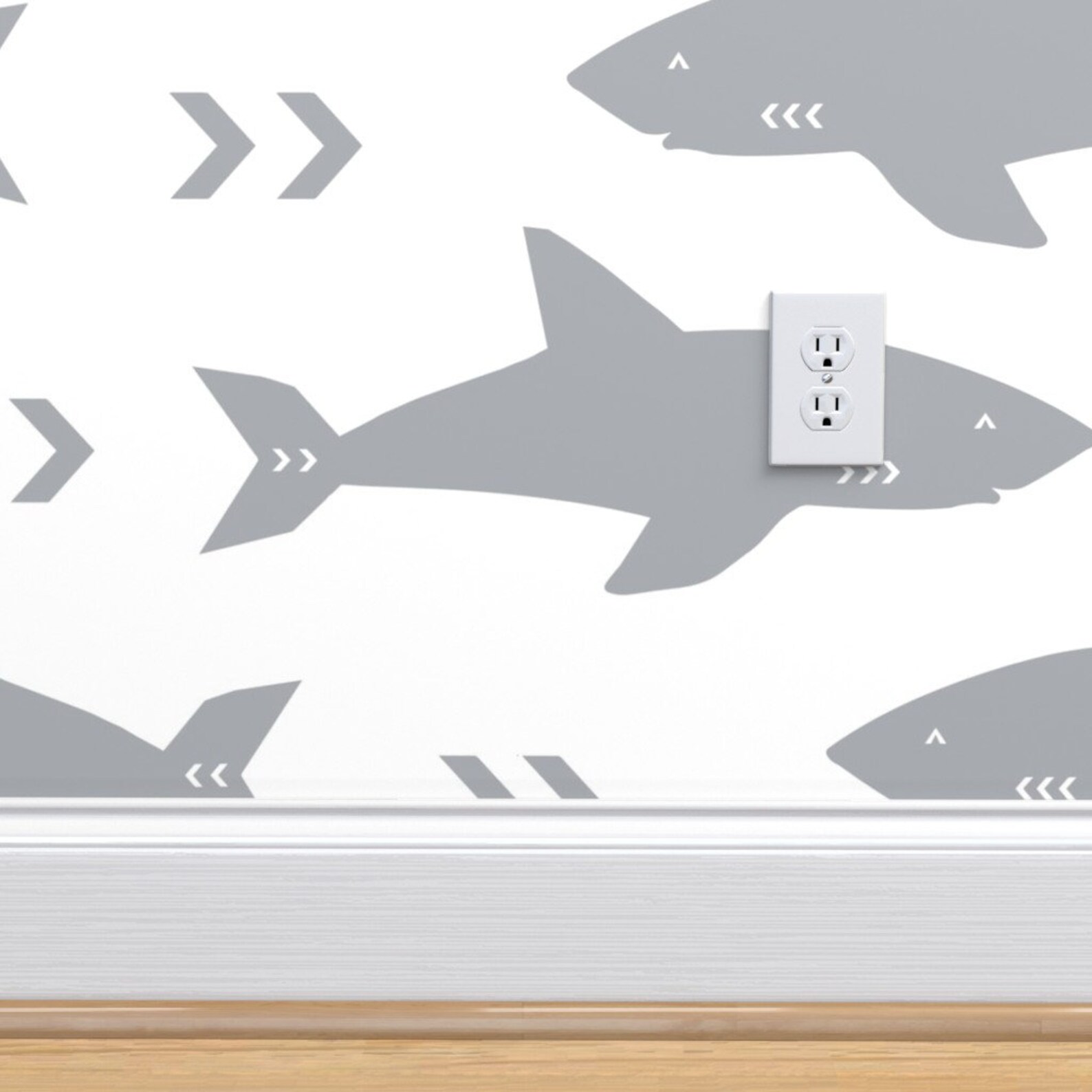 Gray Sharks Wallpaper Sharks Boys Nursery Shark by | Etsy