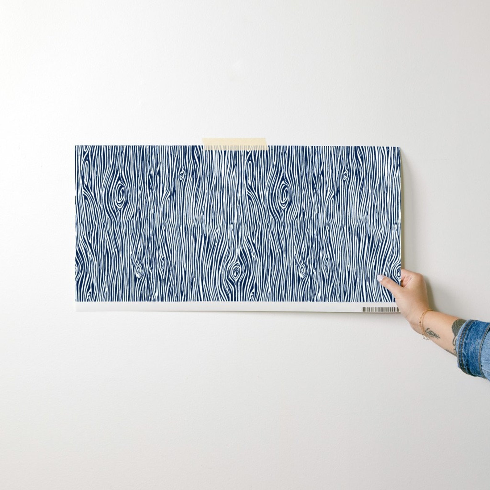 Woodgrain Wallpaper Woodgrain Navy Blue Woodland by Andrea Lauren ...