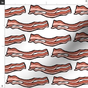 Bacon Fabric Bacon on White by Tarareed Breakfast Bacon Novelty Meat ...