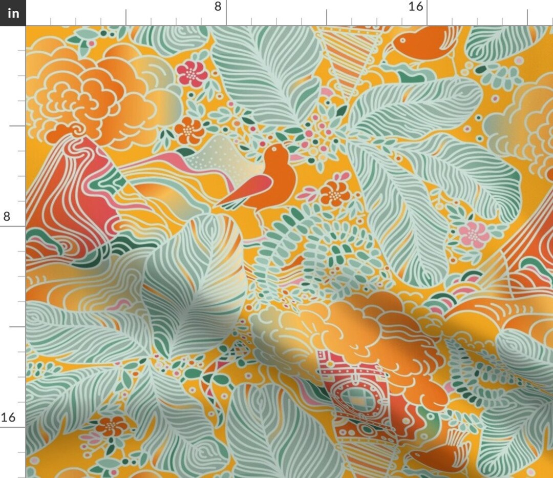 Tropical Volcano Fabric Hawaii Trip to the Center of the - Etsy