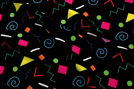 Neon Shapes Fabric Early 90s Confetti Toss By | Etsy