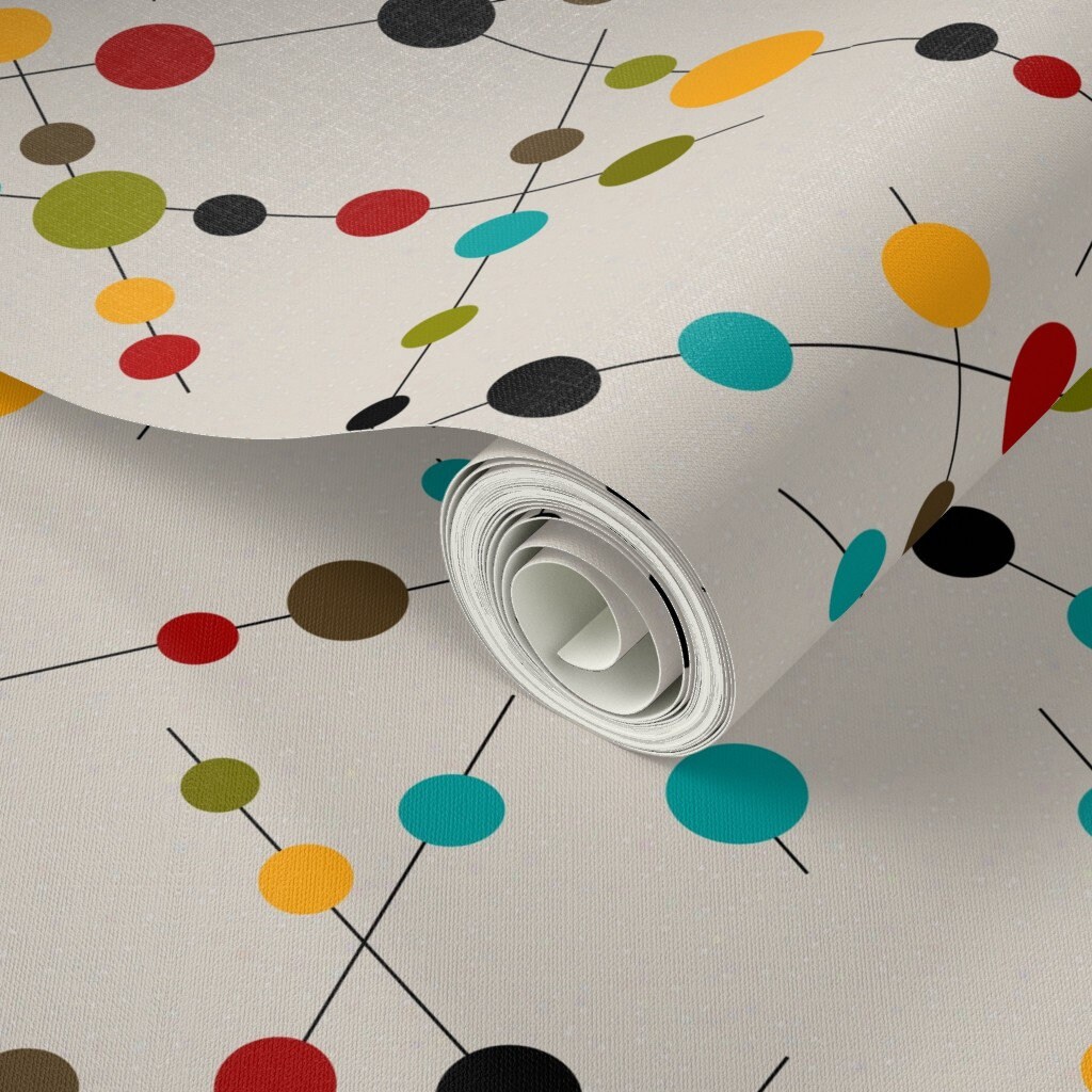 Mid Century Modern Atomic Wallpaper Bubbles and Sticks by - Etsy