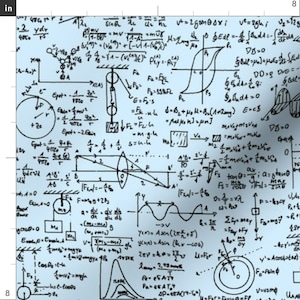 Physics Fabric Physics Equations Light Blue by Thinlinetextiles Physics ...