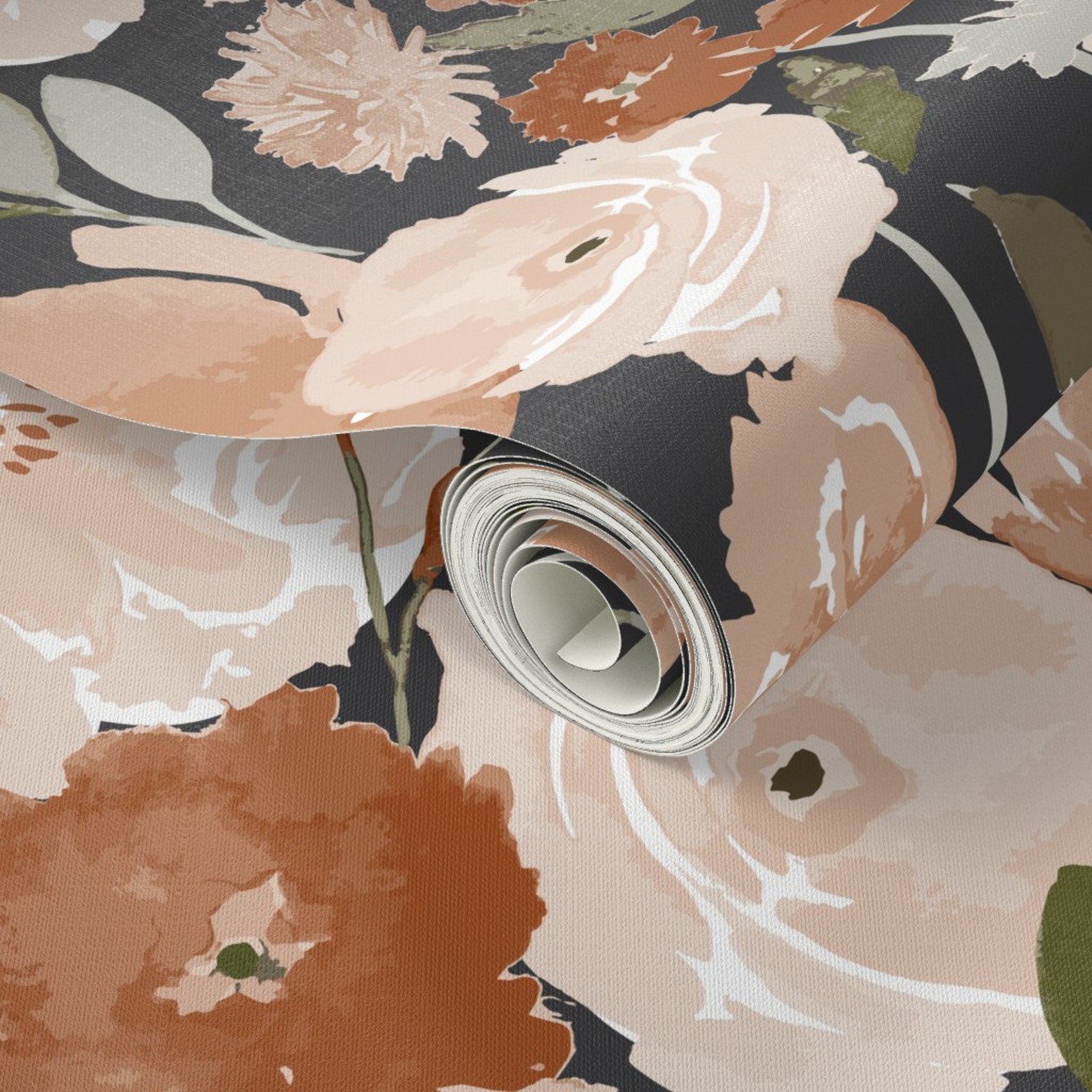 Floral Wallpaper Poppy Garden by Indybloomdesign Muted - Etsy