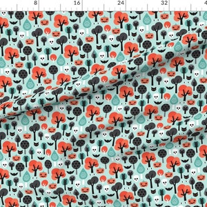 Cute Halloween Fabric Halloween Pumpkin Cat and Skull by | Etsy