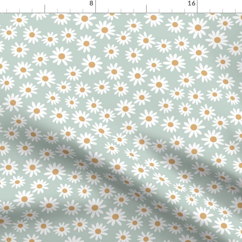 Fabric With Daisies - Etsy