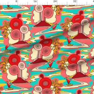 Volcano Fabric Peles Majesty by Muhlenkott Hawaiian Island Volcano ...