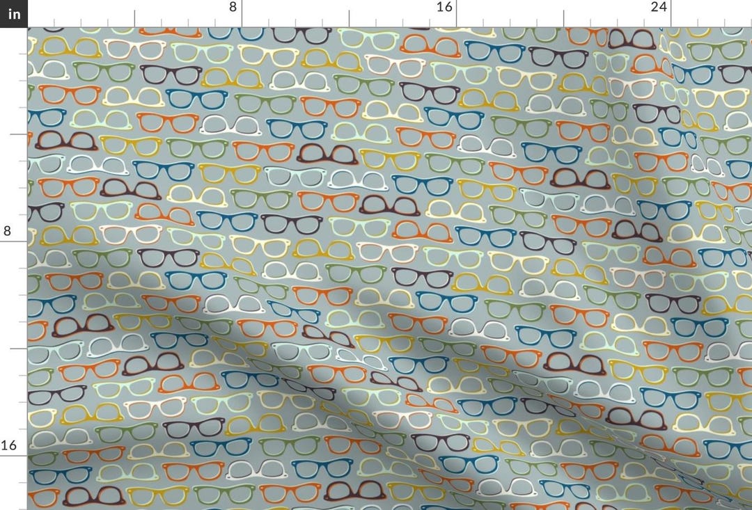 Spec-tacular Glasses Fabric by Nadia Hassan - Colorful Glasses Fabric ...