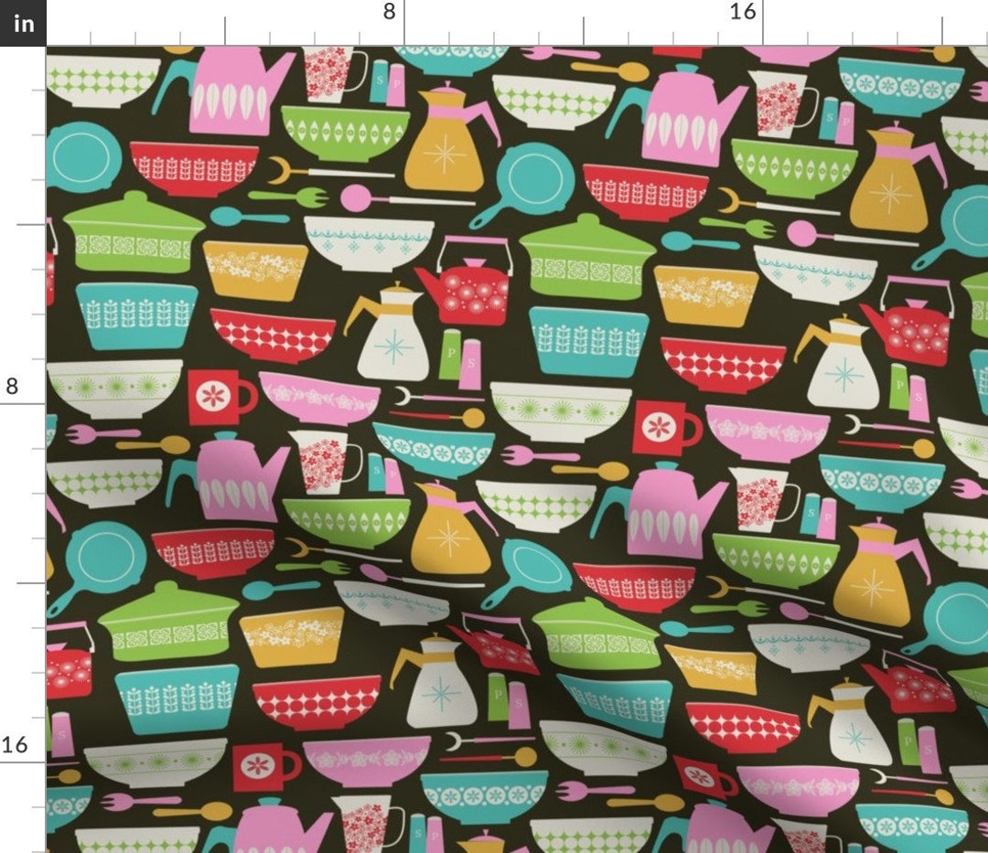 Vintage Kitchen Colorful Fabric Vintage Kitchen Bright by Diseminger ...