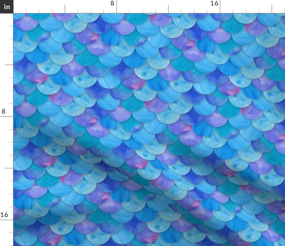 Blue Summer Mermaid Scales Fabric Blue Mermaid by - Etsy