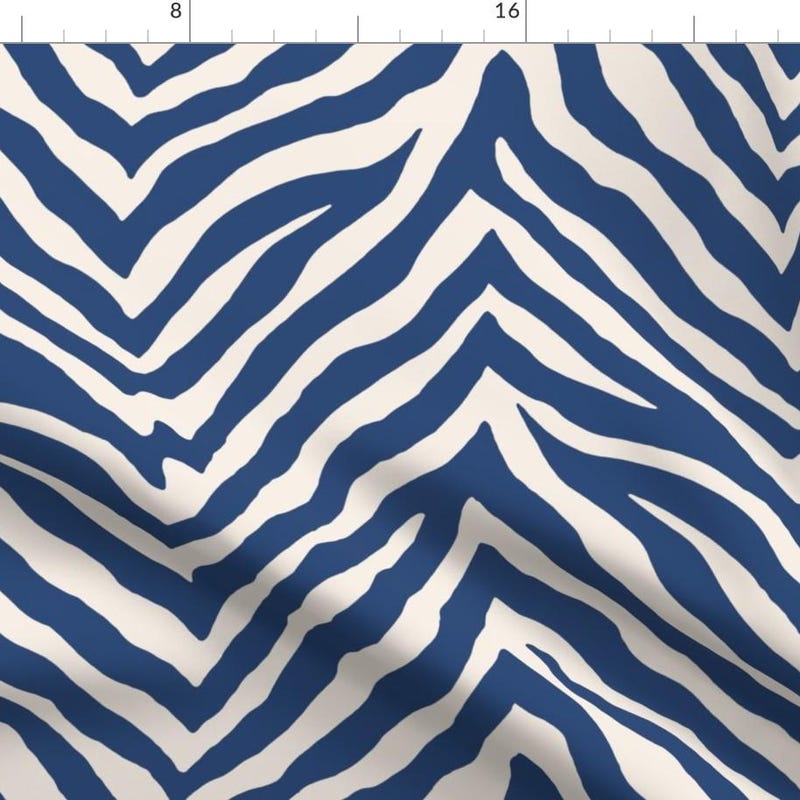 Blue Zebra Striped Fabric - Etsy