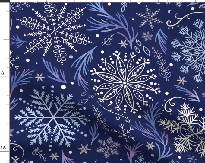 Light Blue Snowflake Fabric, Elizabeth's Studio Landscape Medley 532 ...