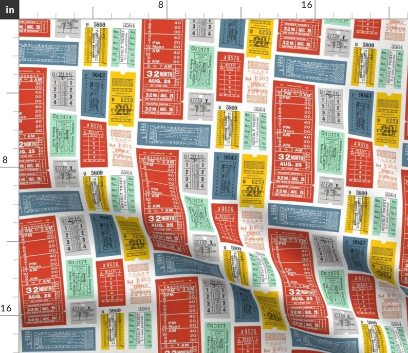 Ticket Fabric Ticket to Ride Vintage Ephemera Bus Train - Etsy