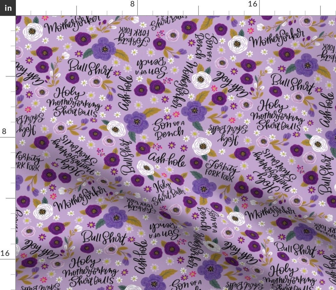 Swear Words Fabric Cute Not so Sweary Toss Purple by Cynthiafrenette ...