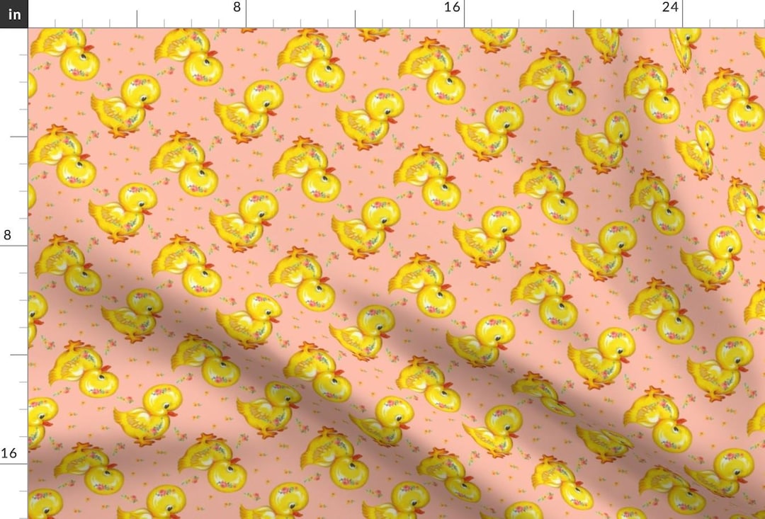 Baby Ducks Fabric - Rubber Duckie Floral Pink by Parisbebe - Yellow ...