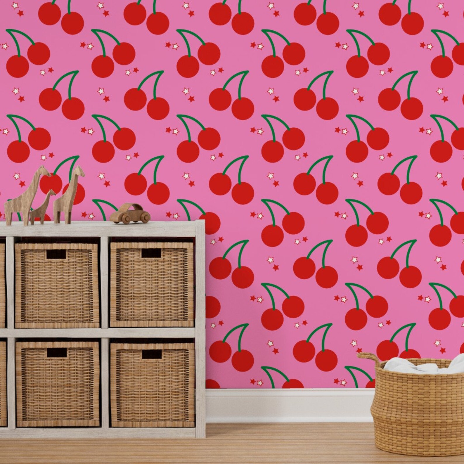Pink Wallpaper Cherry Bomb by Circa78designs Pink Cherries - Etsy
