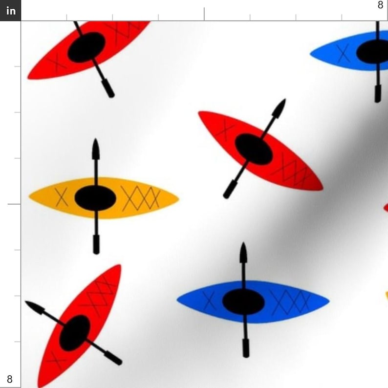 Kayaker Fabric - Colorful Kayaks by Hot4tees Bg@yahoo Com - Mod Retro ...